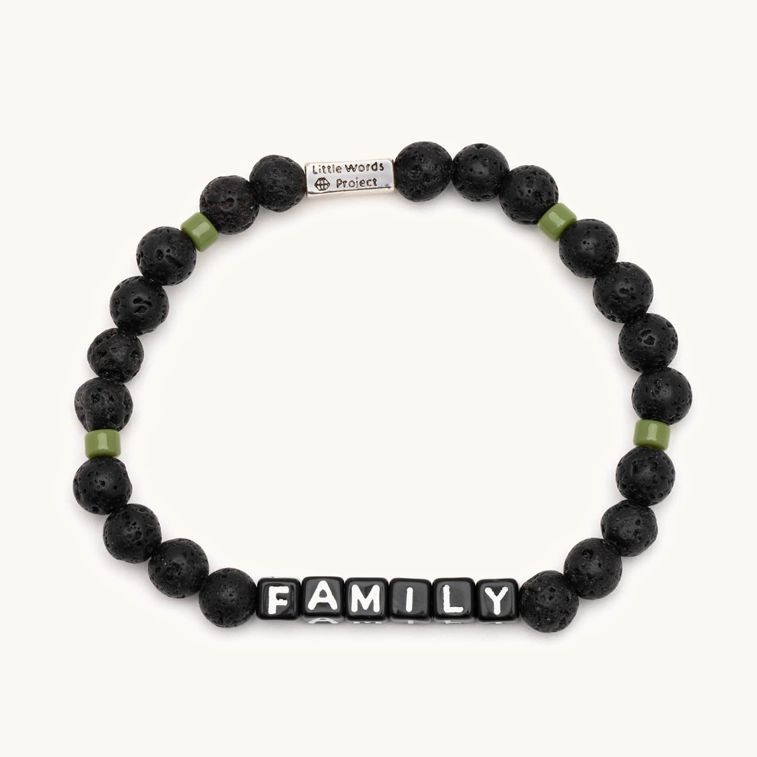 Family Bracelet for Dads | Black Beaded Word Bracelet for Men